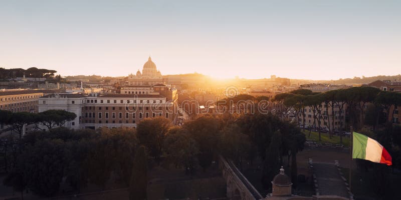 Panorama of Vatican City at Sunset, Rome Stock Image - Image of vatican ...
