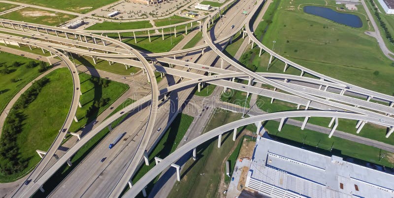 Panoramic Vertical View Katy Freeway Interstate 10 Stack Interchange ...