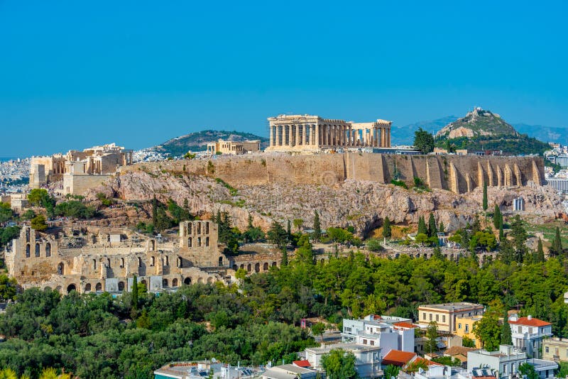 Panorama View of Acropolis in Greek Capital Athens Stock Photo - Image ...