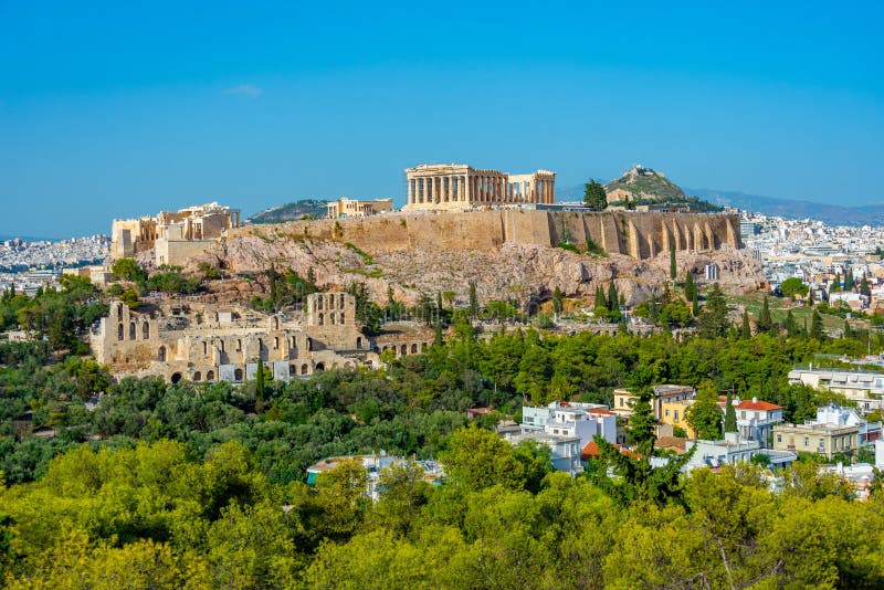 Panorama View of Acropolis in Greek Capital Athens Stock Image - Image ...