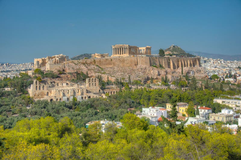 Panorama View of Acropolis in Greek Capital Athens Stock Image - Image ...