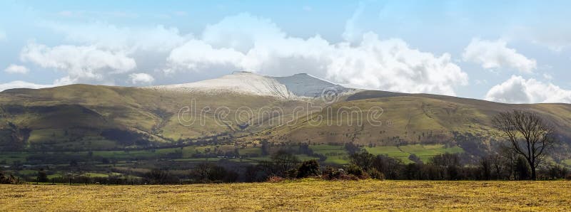 A Panorama View Across the Mountains of the Brecon Beacons in Wales, UK ...