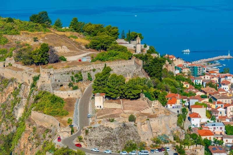 Panorama View of Akronafplia S Castle in Nafplio, Greece Stock Image ...