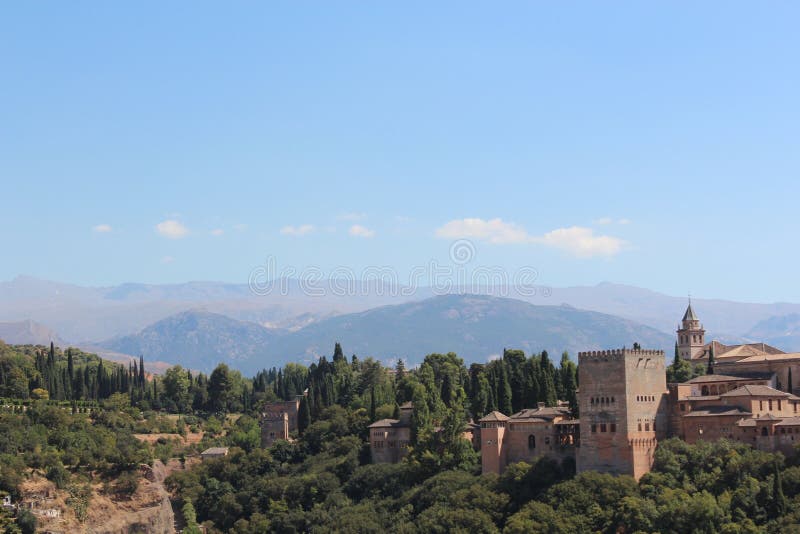 Panorama View of Alhambra Palace, Granada, Spain Stock Image - Image of ...