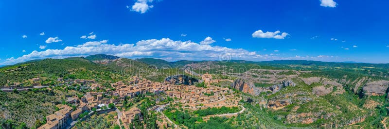Panorama View of Alquezar Village in Spain Stock Photo - Image of ...