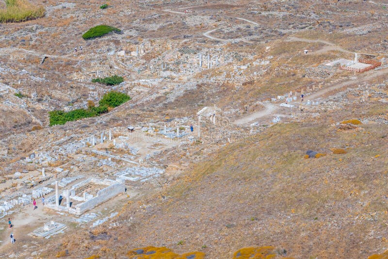 Panorama View of Ancient Ruins at Delos Island in Greece Stock Photo ...