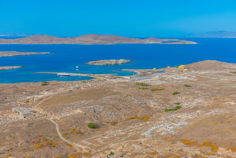 Panorama View of Ancient Ruins at Delos Island in Greece Stock Image ...