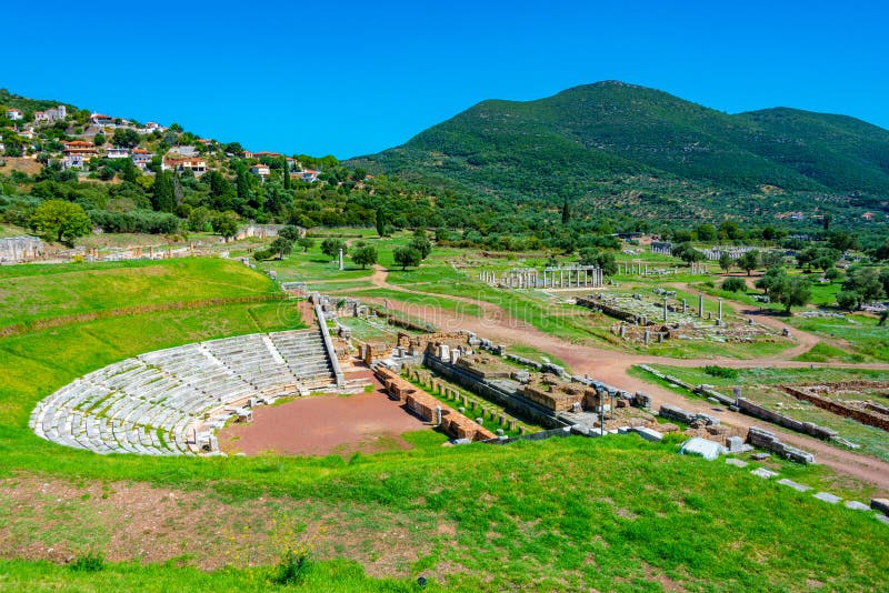 Panorama View of Archaeological Site of Ancient Messini in Greec Stock ...