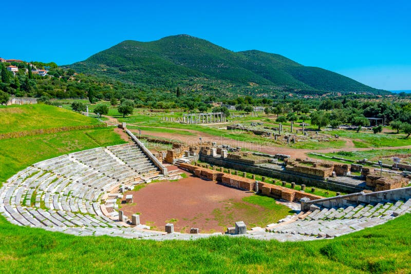 Panorama View of Archaeological Site of Ancient Messini in Greec Stock ...