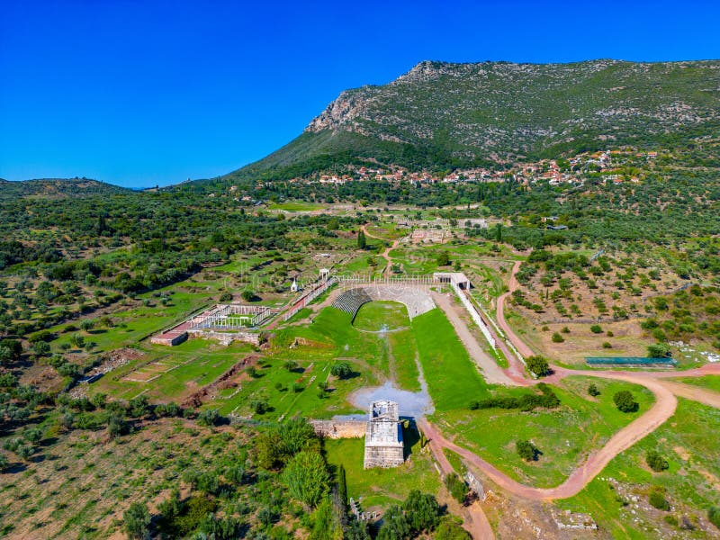 Panorama View of Archaeological Site of Ancient Messini in Greec Stock ...