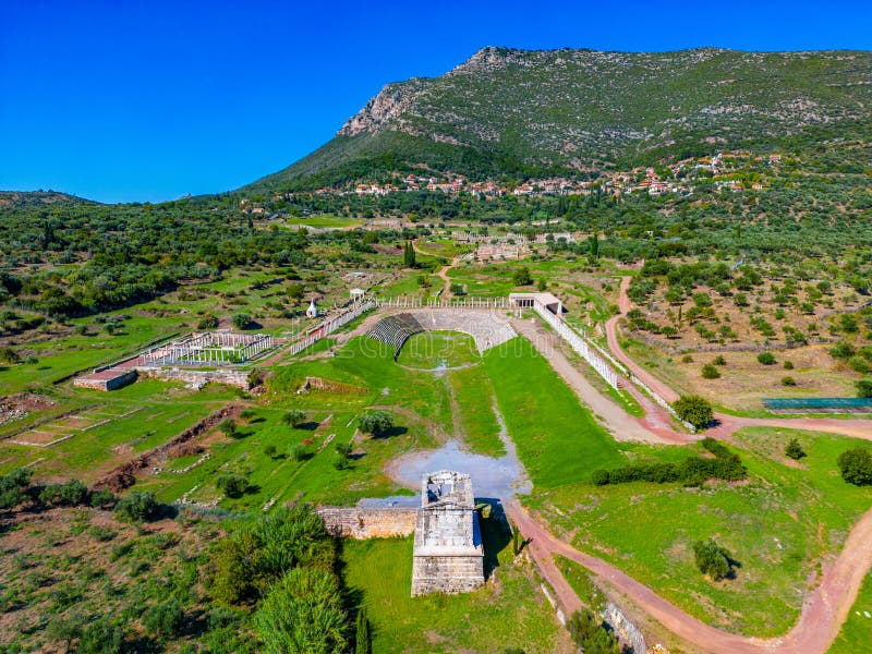 Panorama View of Archaeological Site of Ancient Messini in Greec Stock ...