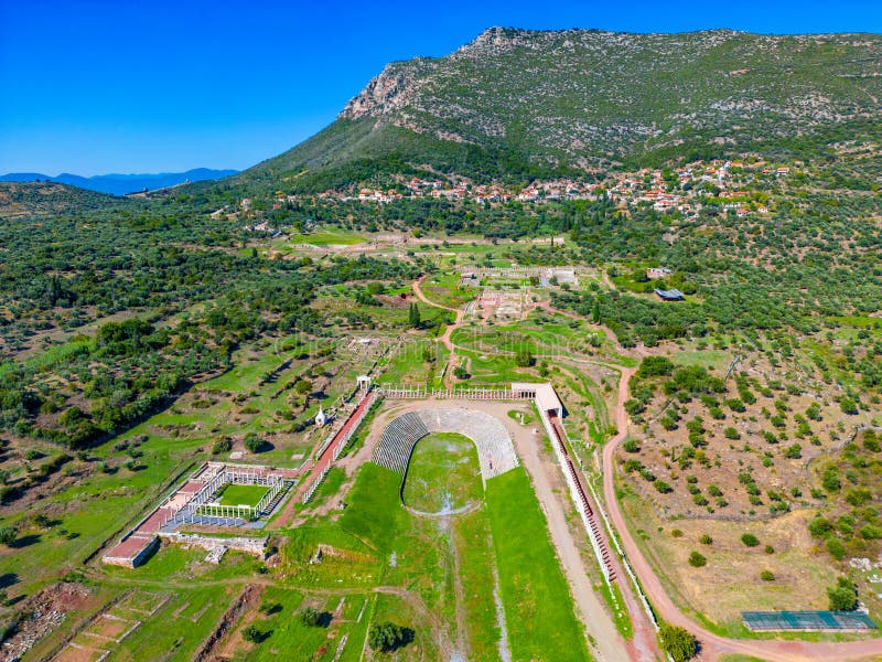Panorama View of Archaeological Site of Ancient Messini in Greec Stock ...