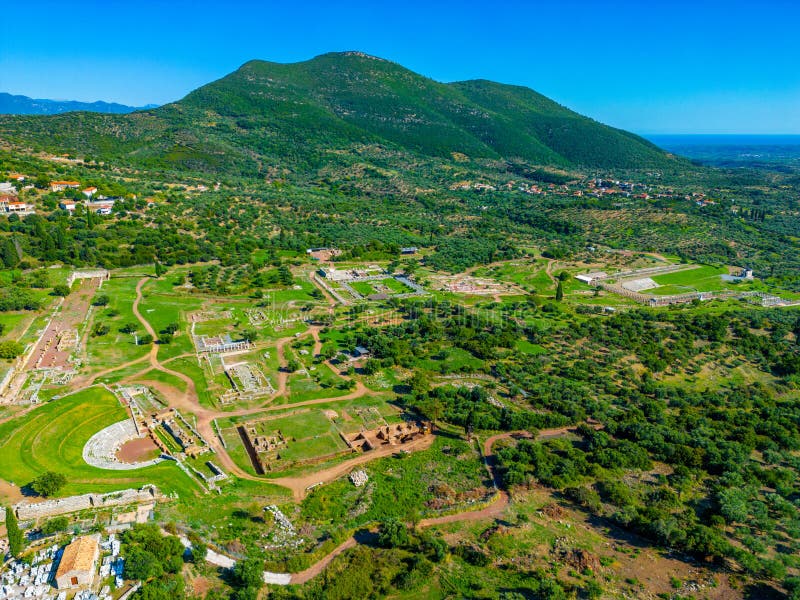Panorama View of Archaeological Site of Ancient Messini in Greec Stock ...
