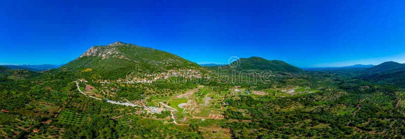 Panorama View of Archaeological Site of Ancient Messini in Greec Stock ...