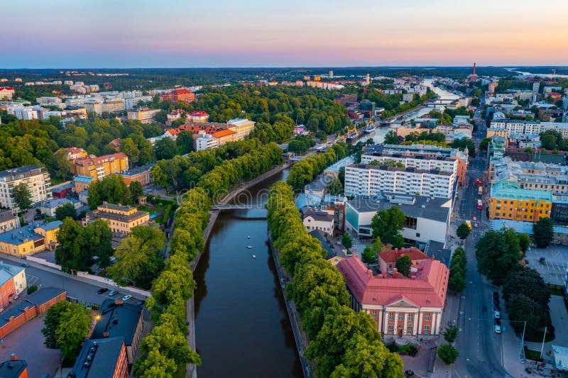 Panorama View of Aura River in Turku, Finland Stock Image - Image of ...