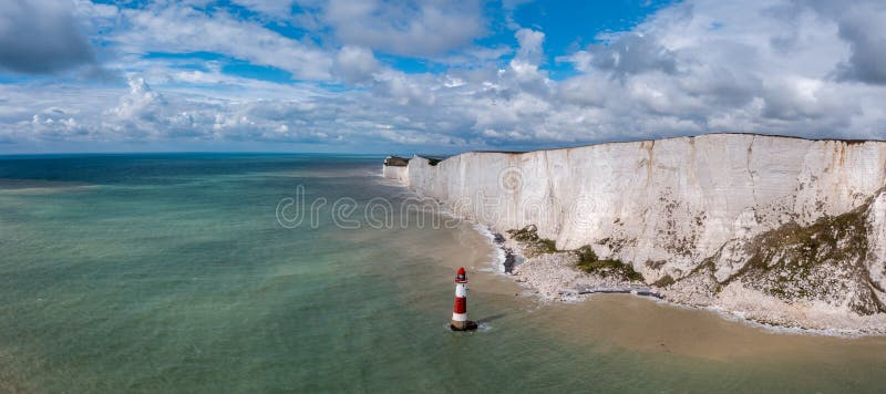 The Beachy Head Lighthouse in the English Channel and the White Cliffs ...