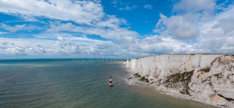 Panorama View of the Beachy Head Lighthouse in the English Channel and ...