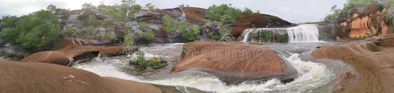 Panorama view of waterfall stock image. Image of fall - 156884177