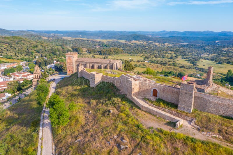 Panorama View of Castle in Spanish Town Aracena. Stock Image - Image of ...