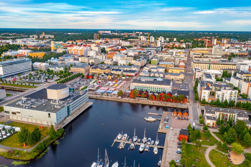 Panorama View of Center of Finnish Town Oulu Stock Photo - Image of ...