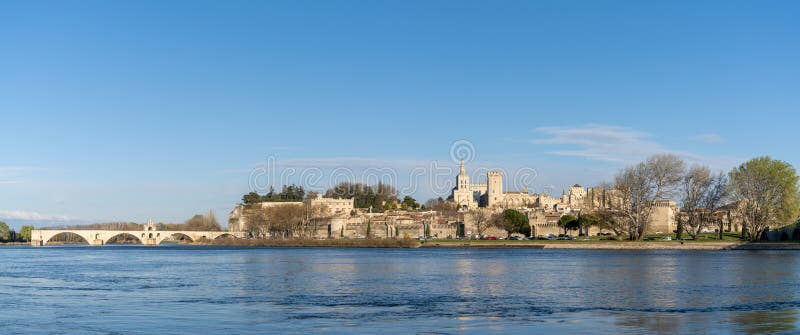 Panorama View of the City of Avignon on the Rhone River Stock Photo ...