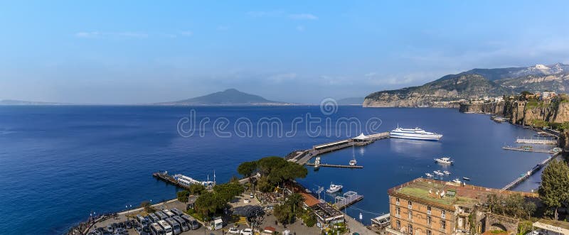 A Panorama View from the Cliffs of Sorrento, Italy Across the Bay of ...
