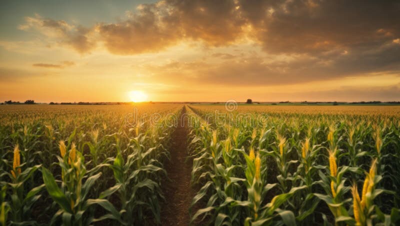 Panorama View of Countryside Landscape with Corn Field, Beautiful Maize ...