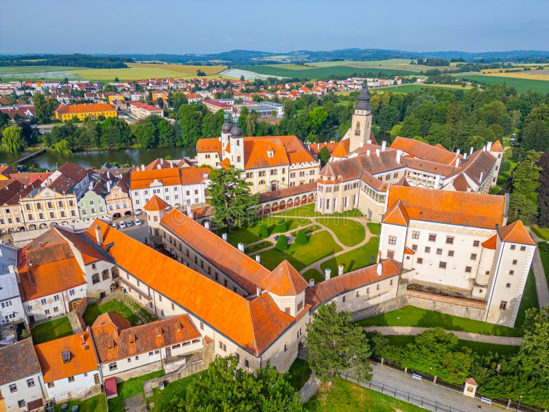 Panorama View of Czech Town Telc Stock Photo - Image of pond, ghost ...