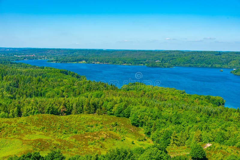 Panorama View of Denmark from Himmelbjerget Viewpoint Stock Photo ...