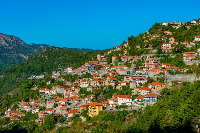 Panorama View of Dimitsana Village at Greece Stock Photo - Image of ...