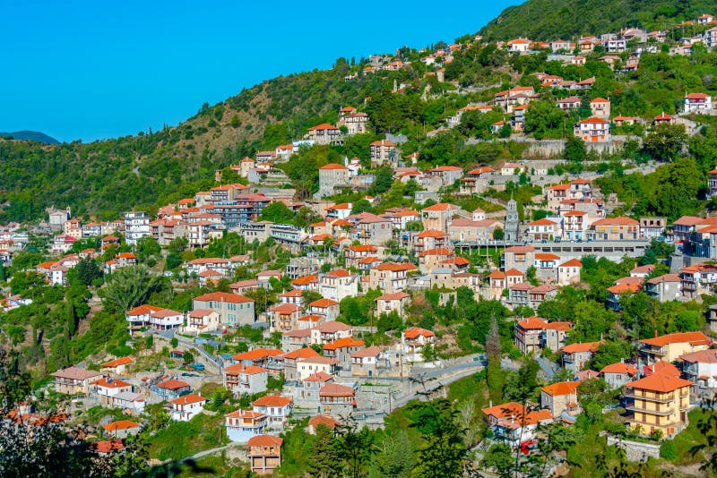 Panorama View of Dimitsana Village at Greece Stock Image - Image of ...