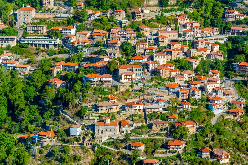 Panorama View of Dimitsana Village at Greece Stock Photo - Image of ...