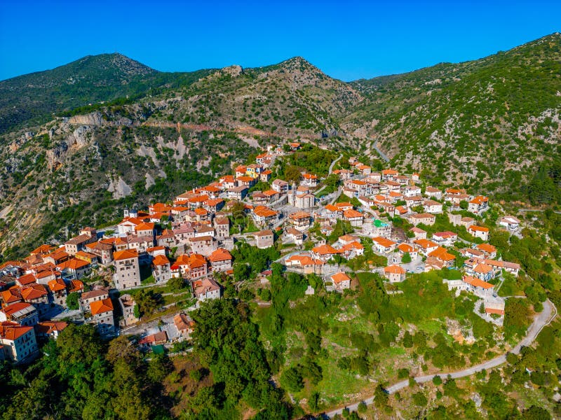 Panorama View of Dimitsana Village at Greece Stock Image - Image of ...