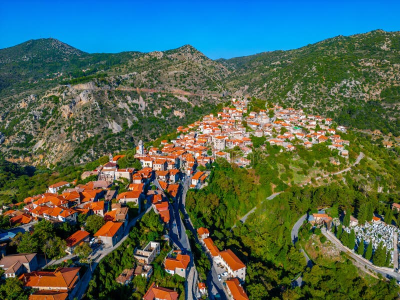 Panorama View of Dimitsana Village at Greece Stock Image - Image of ...