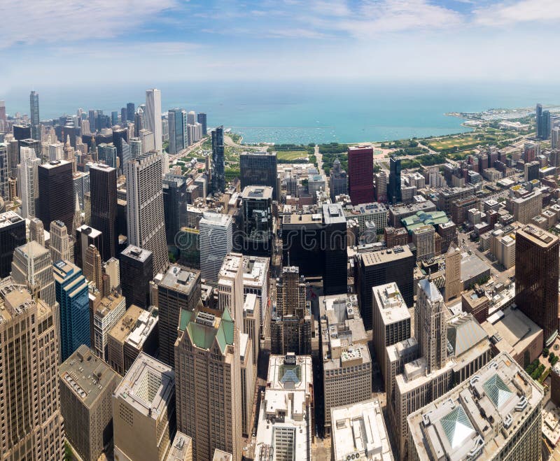 Panorama View of Downtown Chicago Stock Photo - Image of attraction ...