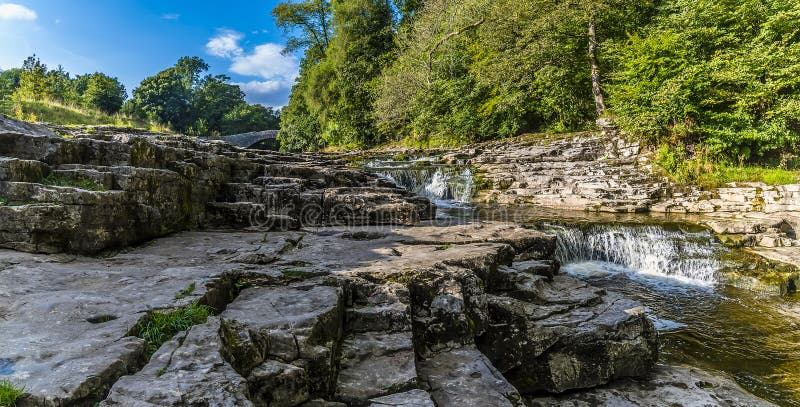 A Panorama View of the Falls at Stainforth Force, Yorkshire Stock Image ...