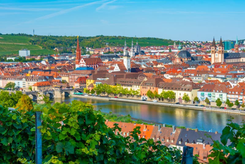 Panorama View of German Town Wurzburg Stock Image - Image of cathedral ...