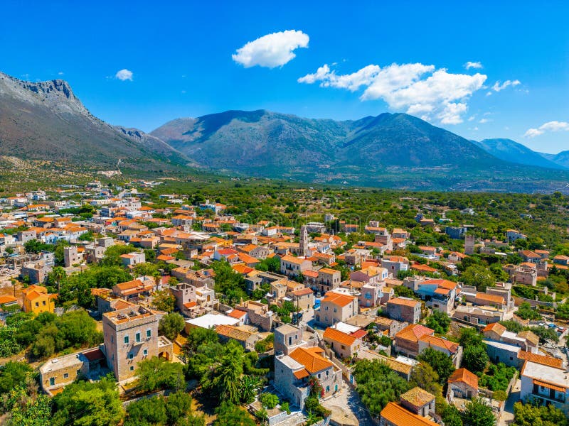 Panorama View of Greek Town Aeropoli Stock Image - Image of scenic ...