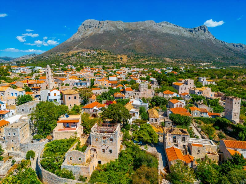 Panorama View of Greek Town Aeropoli Stock Image - Image of greece ...