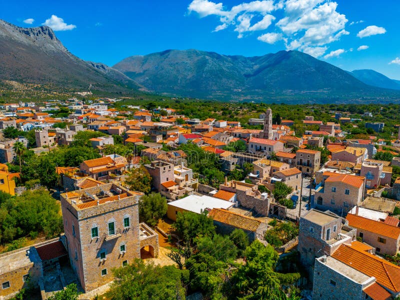 Panorama View of Greek Town Aeropoli Stock Image - Image of city, urban ...