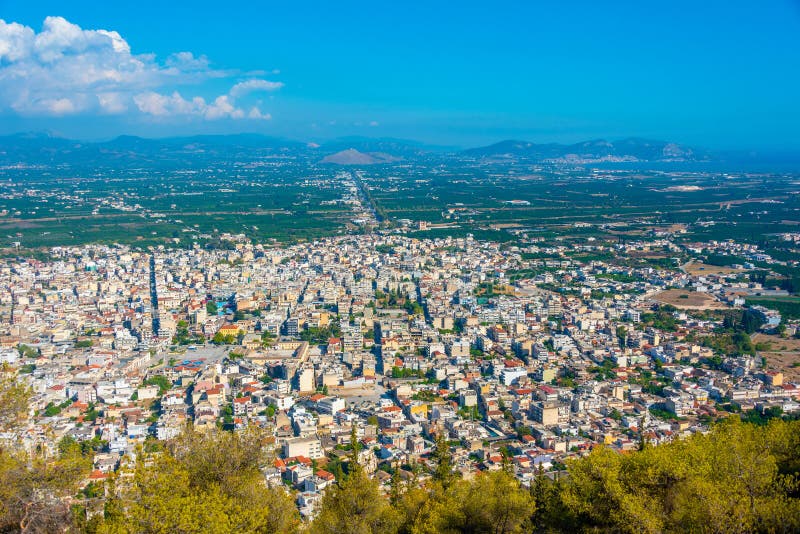 Panorama View of Greek Town Argos Stock Photo - Image of rooftop ...