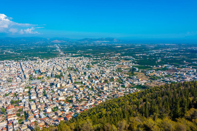 Panorama View of Greek Town Argos Stock Photo - Image of square ...