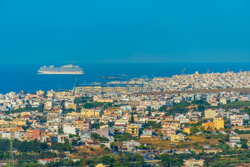 Panorama View of Greek Town Heraklion Stock Photo - Image of house ...