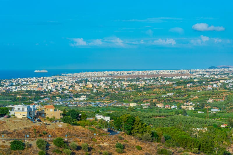 Panorama View of Greek Town Heraklion Stock Photo - Image of landscape ...