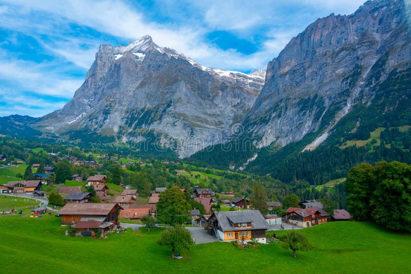 Panorama View of Grindelwald, Switzerland Stock Image - Image of canton ...