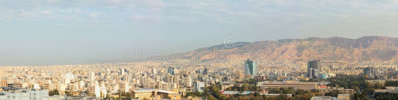 Panorama View of the Historic City of Tabriz with Red-colored Eynali ...