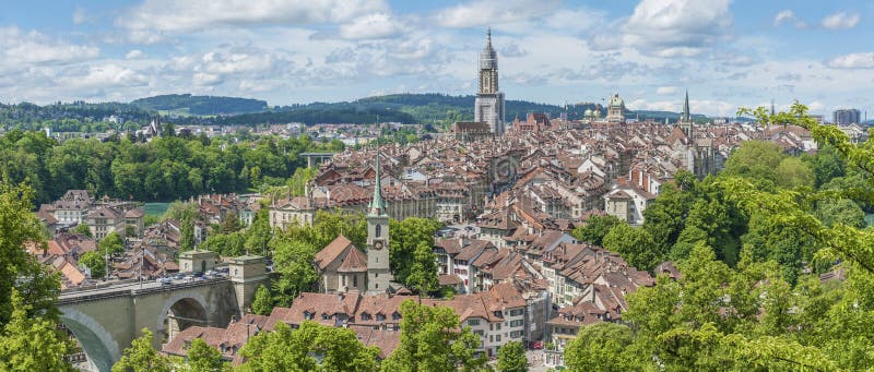 Panorama of City Bern of Swiss Stock Image - Image of city, landscape ...