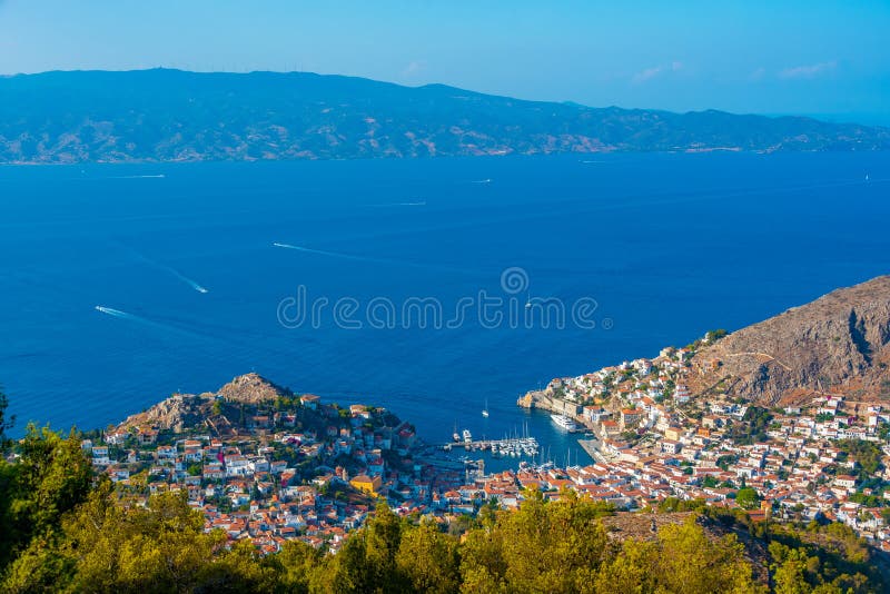 Panorama View of Hydra Town in Greece Stock Photo - Image of greece ...