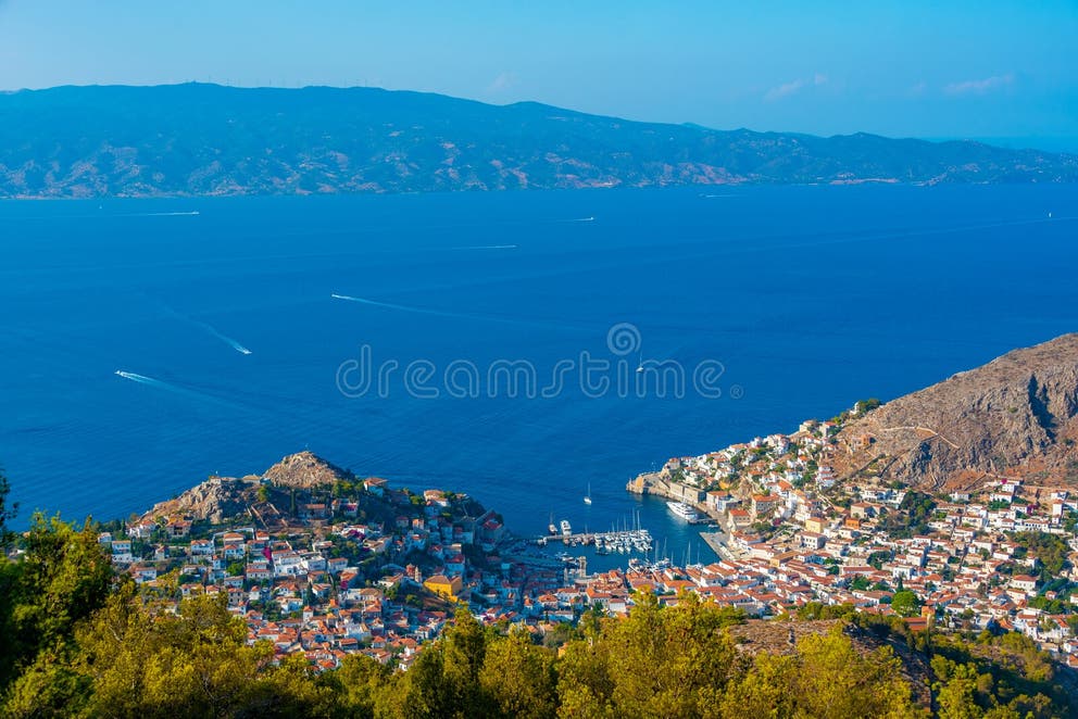 Panorama View of Hydra Town in Greece Stock Photo - Image of greece ...