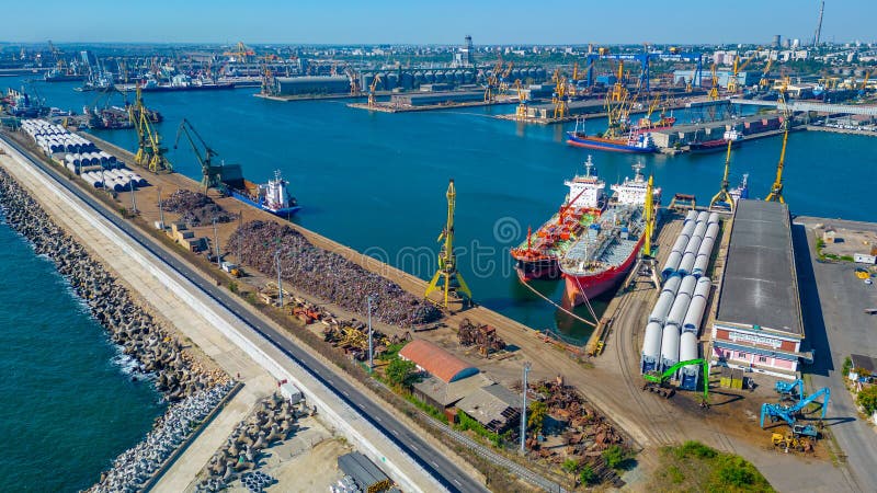 Panorama View of Industrial Port in Constanta, Romania Stock Image ...